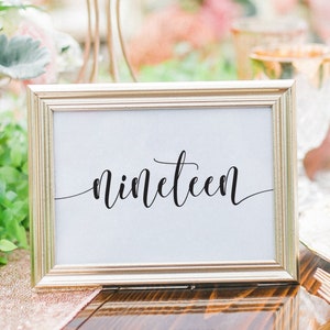 Table Numbers Printable, Script Table Numbers Template, Set 1-40 ...