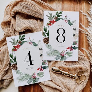Christmas Printable Table Numbers, Holiday Table Numbers, 5x7 & 4x6 ...