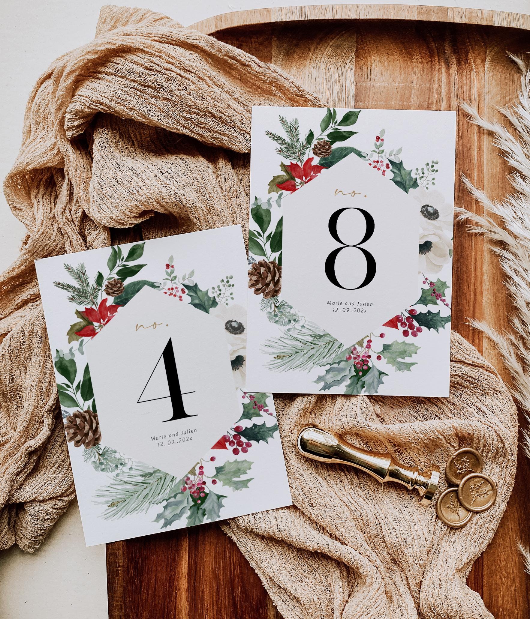 Christmas Printable Table Numbers, Holiday Table Numbers, 5x7 & 4x6 ...