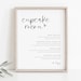 Cupcake Menu Sign, Editable Wedding Cupcake Sign Template, Wedding ...