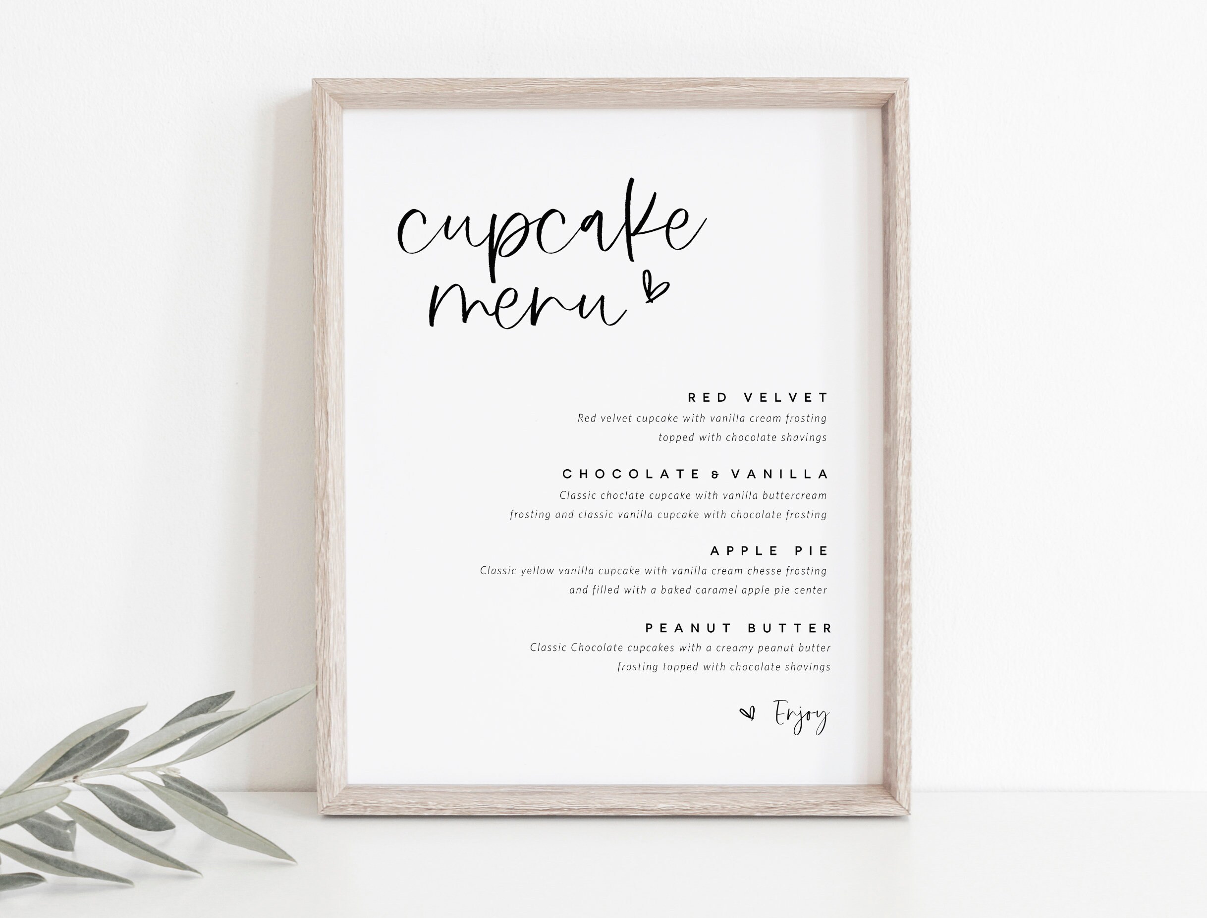 Cupcake Menu Sign, Editable Wedding Cupcake Sign Template, Wedding ...