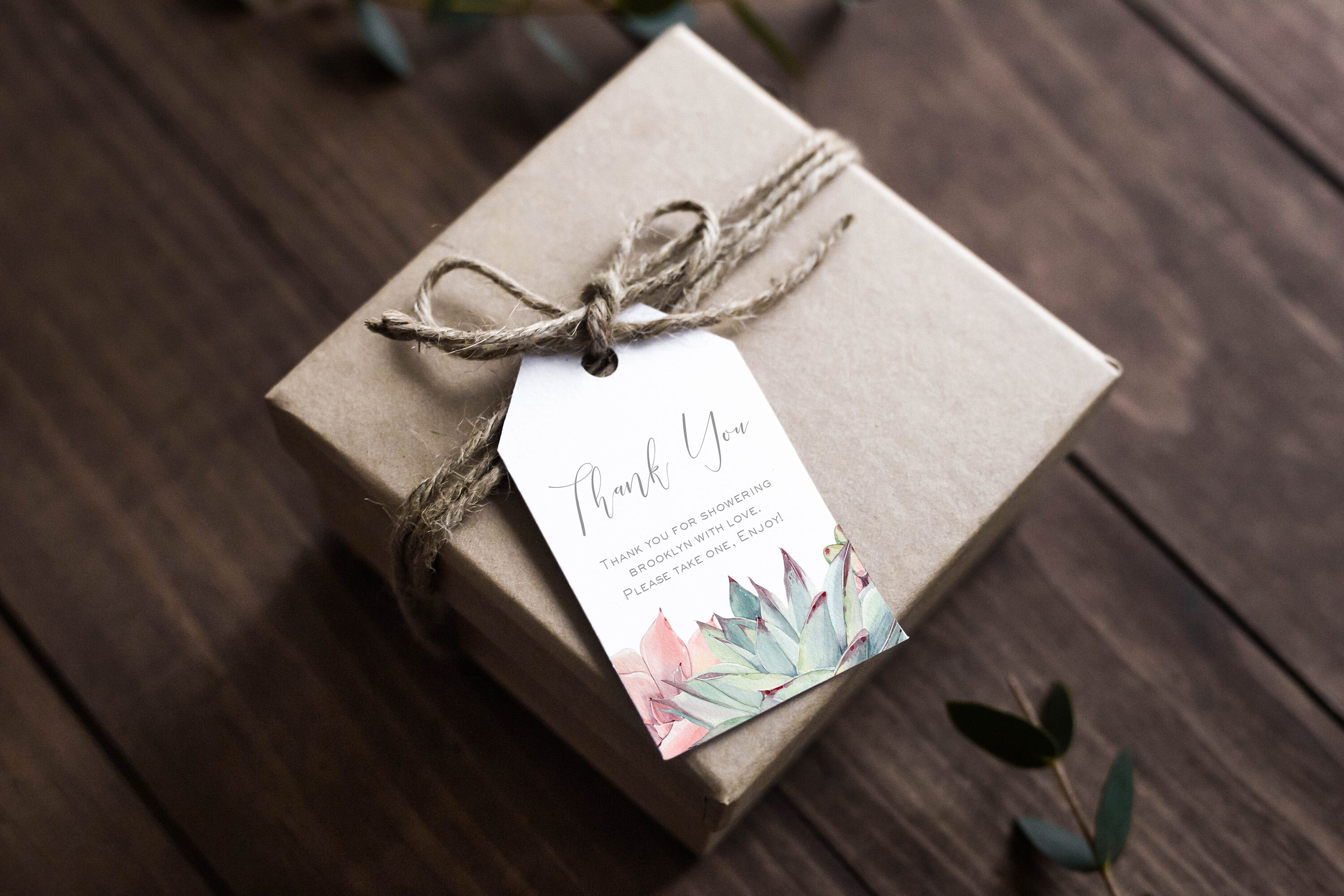 Succulent Favor Tag, Succulent Thank You Tag Template, Printable ...