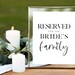 Reserved Seating Sign, Reserved for Brides Family Sign, Reserved for ...