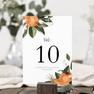 Citrus Table Numbers, Printable Table Numbers Template, Orange Table ...