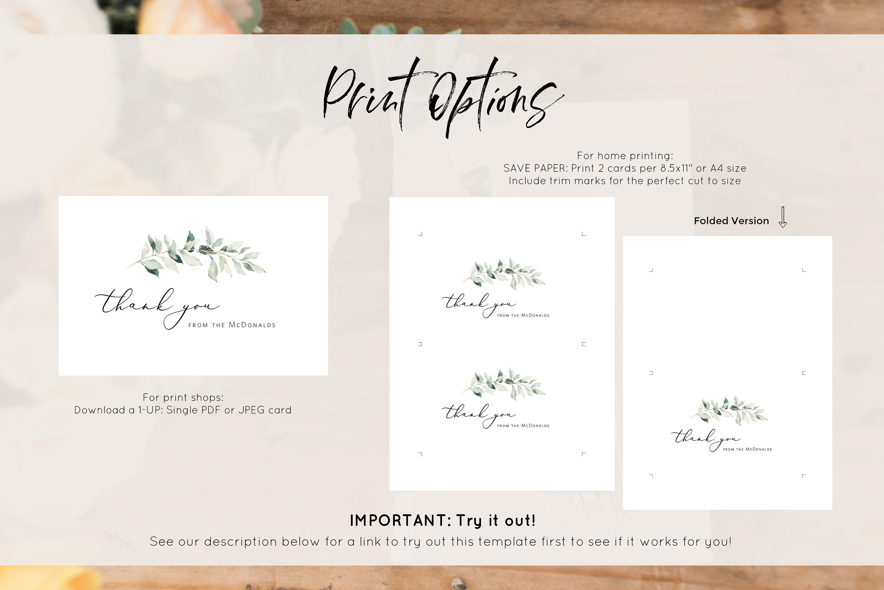 Eucalyptus Thank You Card Thank You Card Printable Thank You | Etsy