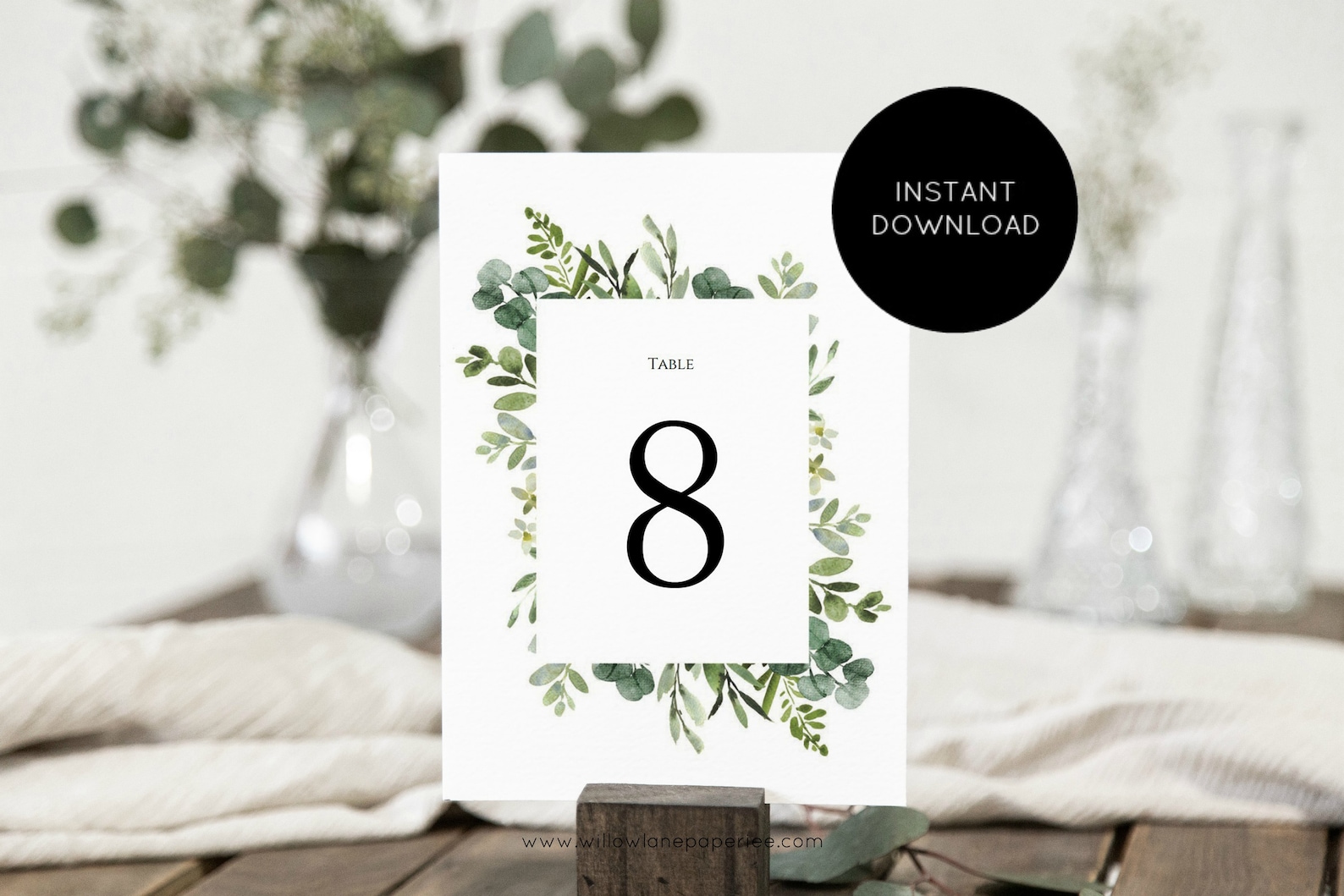 Greenery Table Numbers Printable Table Numbers Template - Etsy