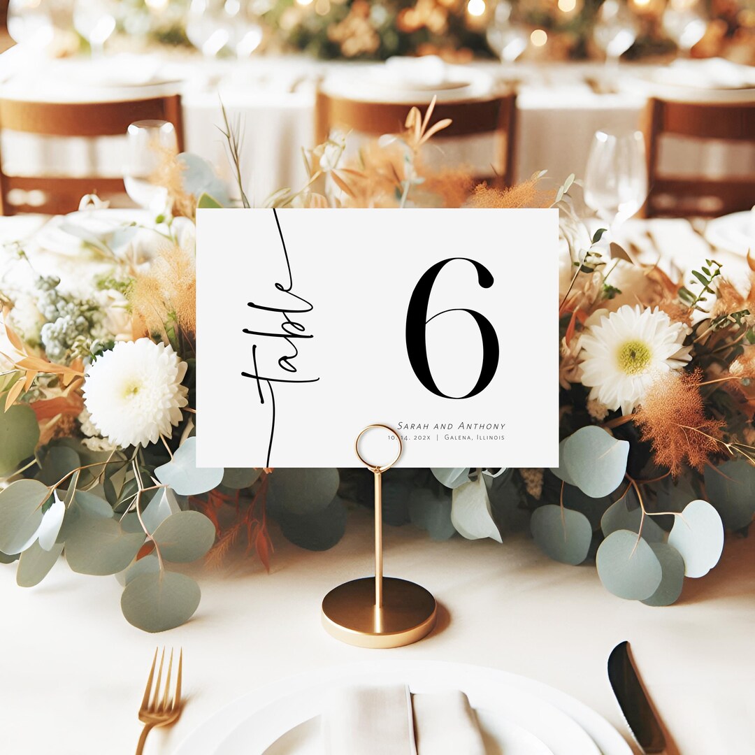 Minimalist Wedding Table Numbers, Modern Table Numbers, Templett Table ...