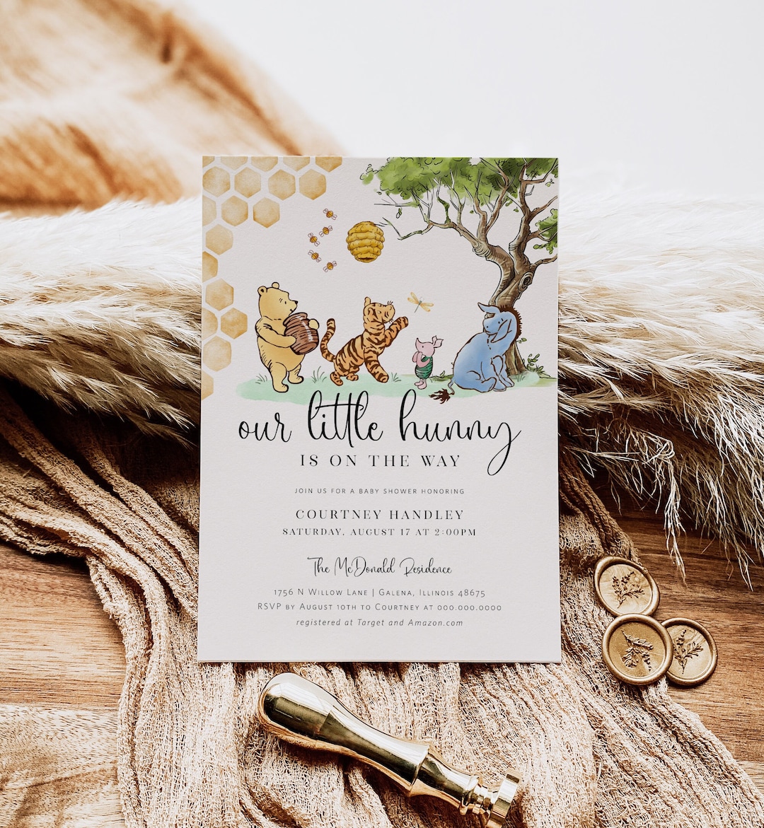 Our Little Hunny Invitation, Winnie the Pooh Baby Shower Invitation ...
