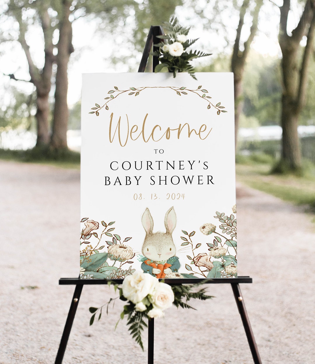 Bunny Welcome Sign Poster, Shower Welcome Sign, Rabbit Welcome Sign ...