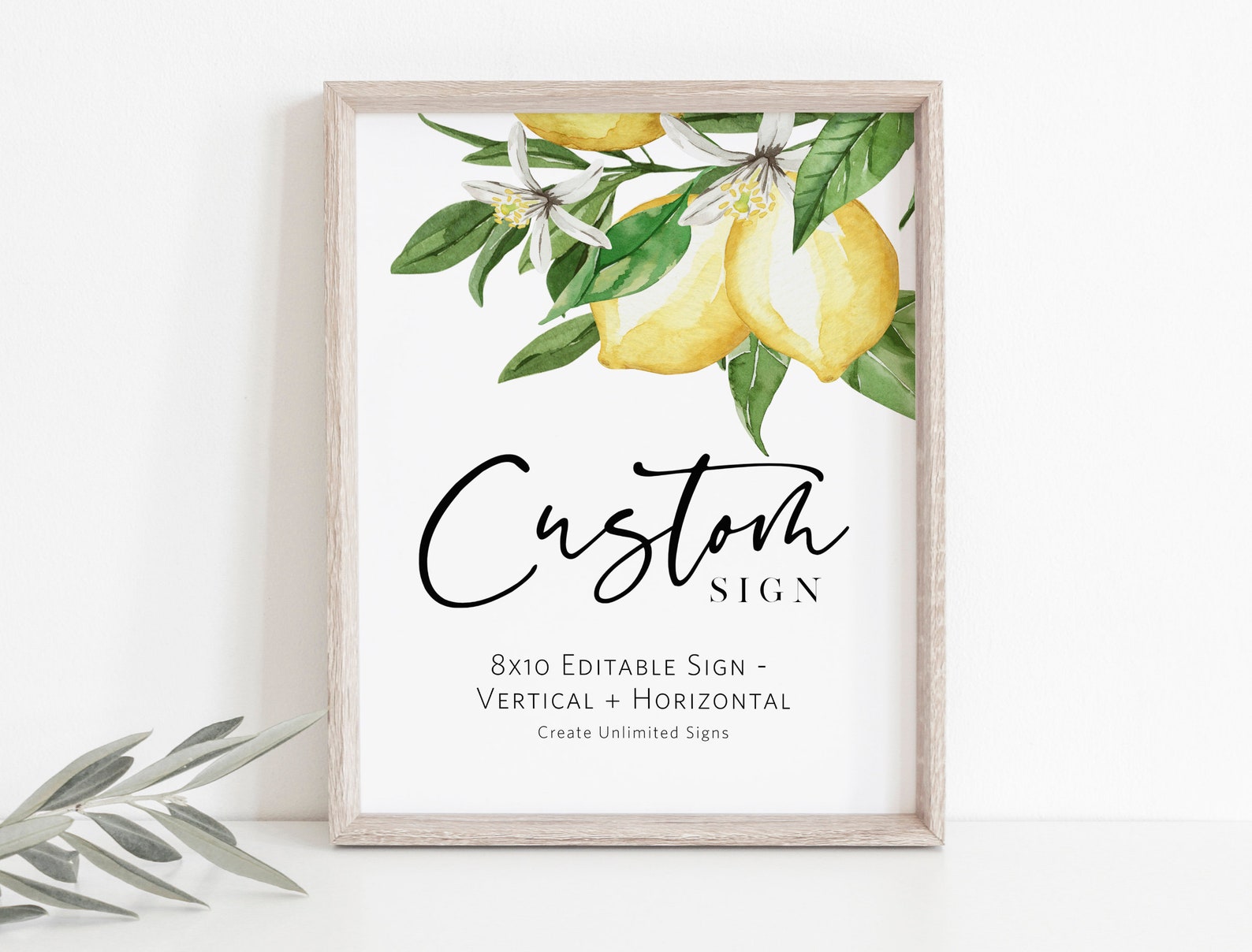 Lemon Custom Sign portrait and Landscape Editable Sign | Etsy