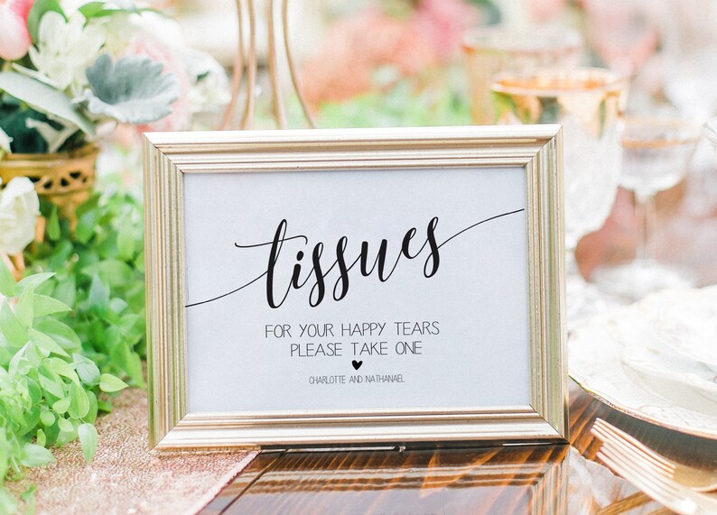 Calligraphy Tissues Sign Wedding Sign Template Wedding - Etsy