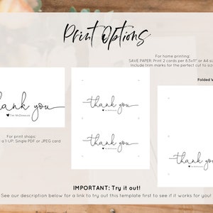 Script Thank You Card Template, Thank You Card Printable, Calligraphy ...