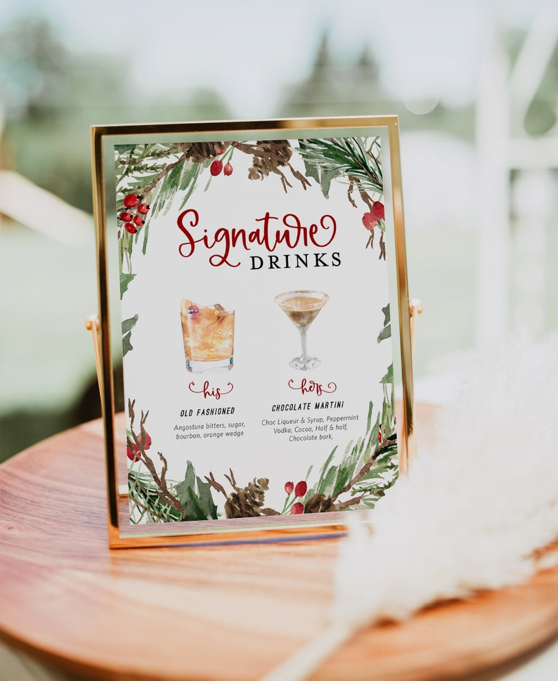 Christmas Signature Drinks Sign Editable Signature Drinks - Etsy