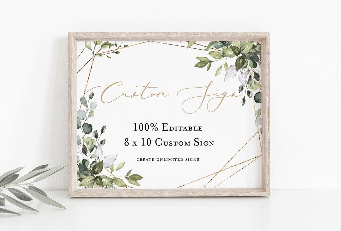 Greenery Custom Sign portrait and Landscape Editable Sign - Etsy