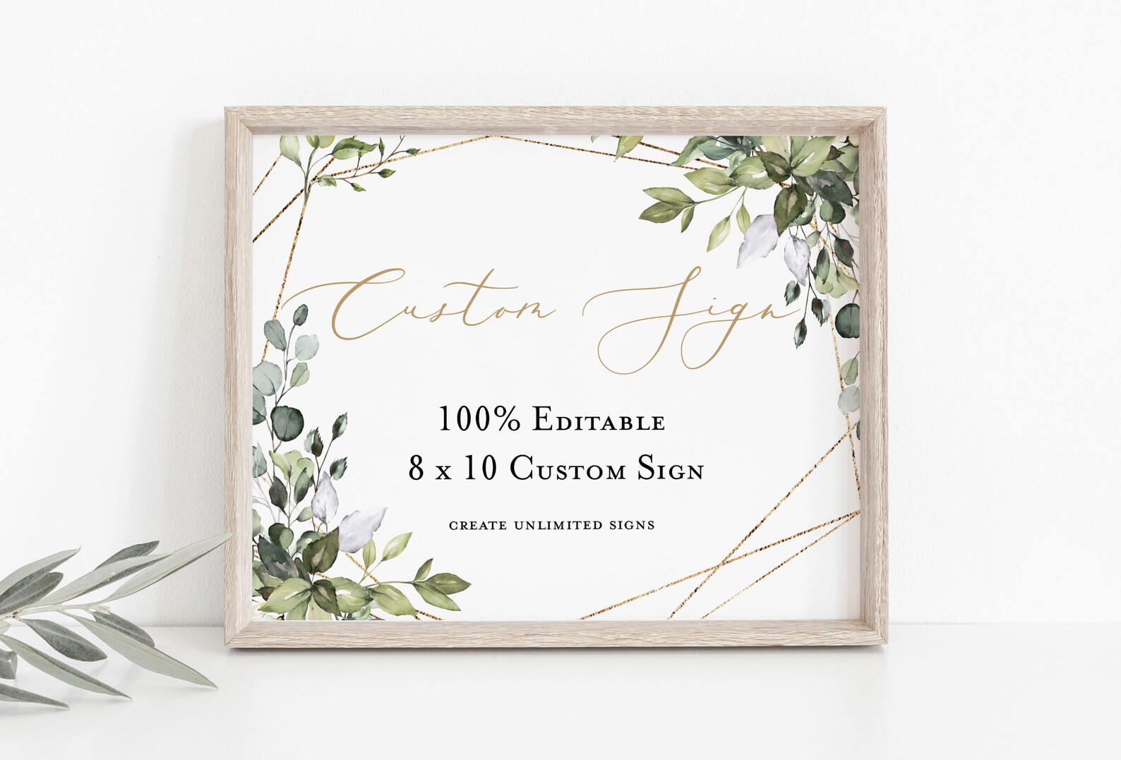 Greenery Custom Sign, (portrait and Landscape), Editable Sign Template ...
