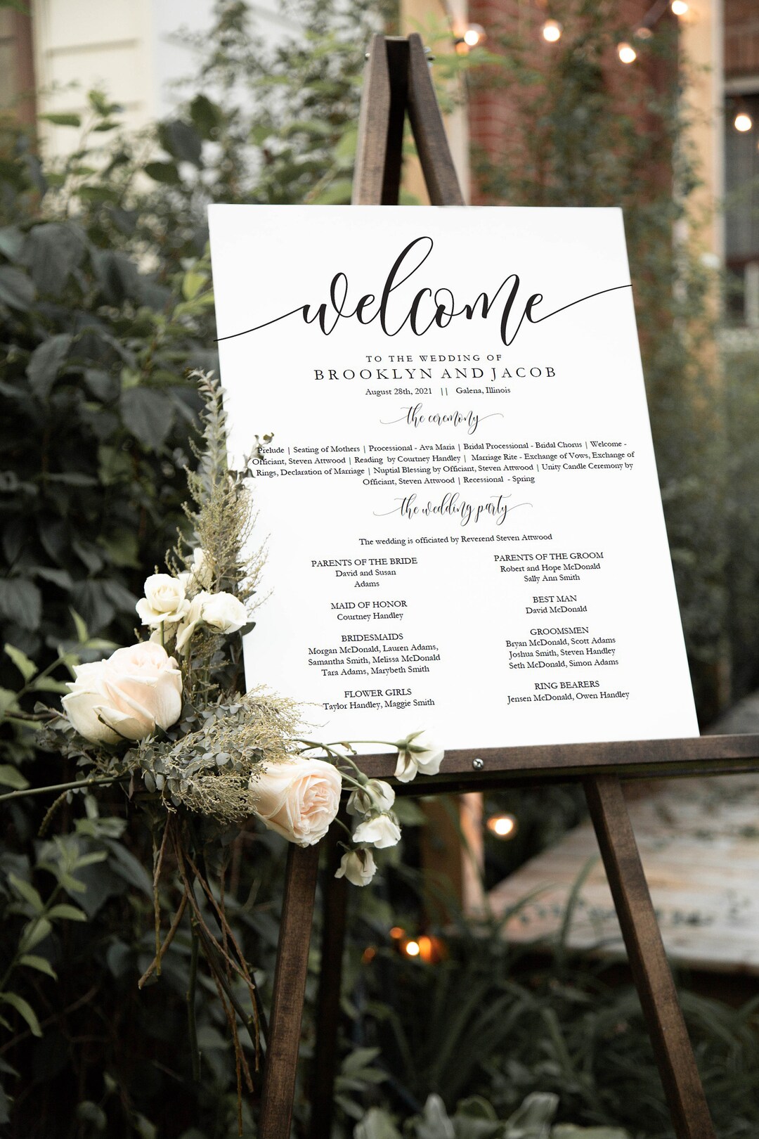 Wedding Welcome Program Poster, Wedding Program Poster, Instant ...
