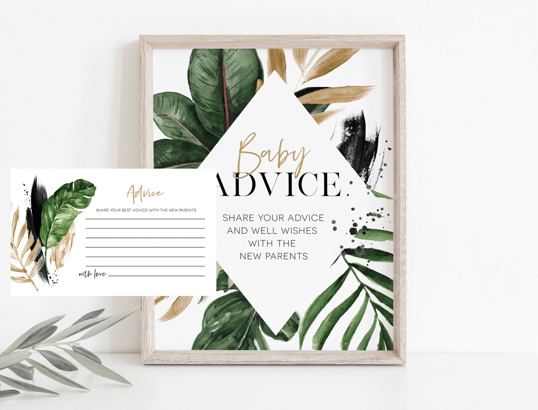 Baby Advice Sign and Cards Set, Tropical Advice Cards, Printable Baby ...