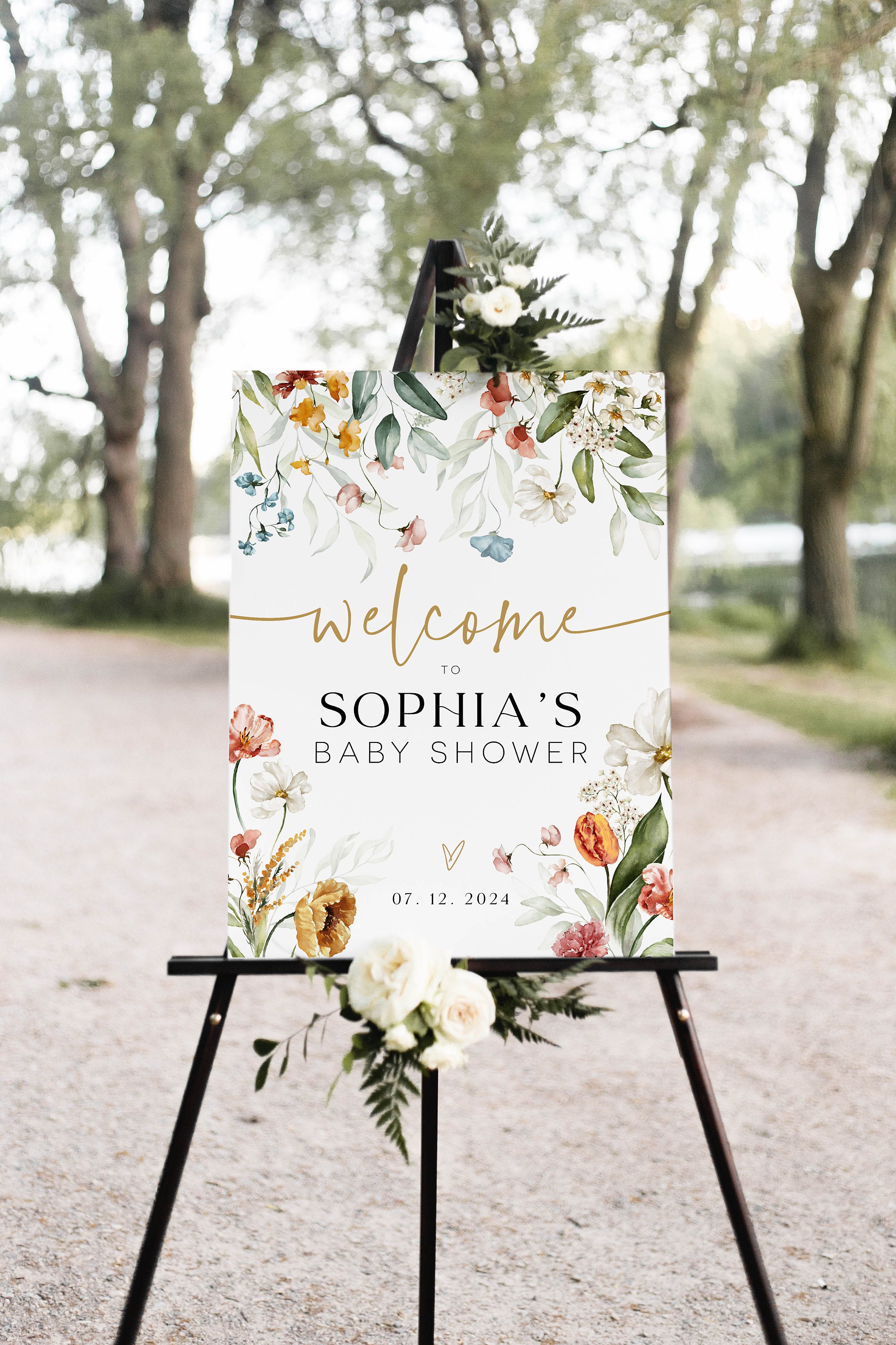 Wildflower Welcome Sign Poster, Shower Welcome Sign, Floral Welcome ...