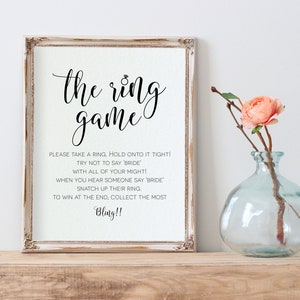 The Ring Game, Bridal Shower Game Sign, Bridal Shower Sign Template ...