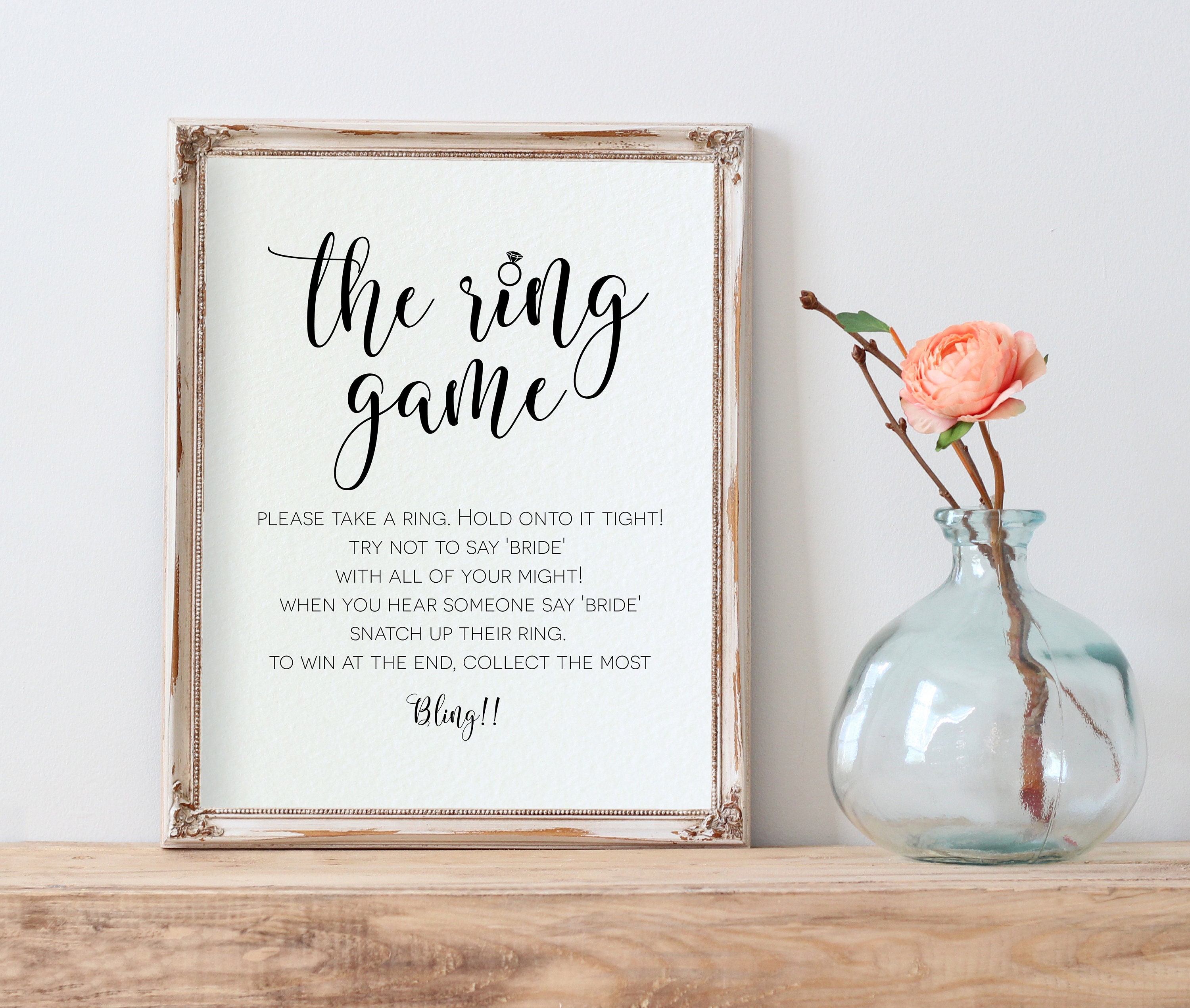 The Ring Game, Bridal Shower Game Sign, Bridal Shower Sign Template ...