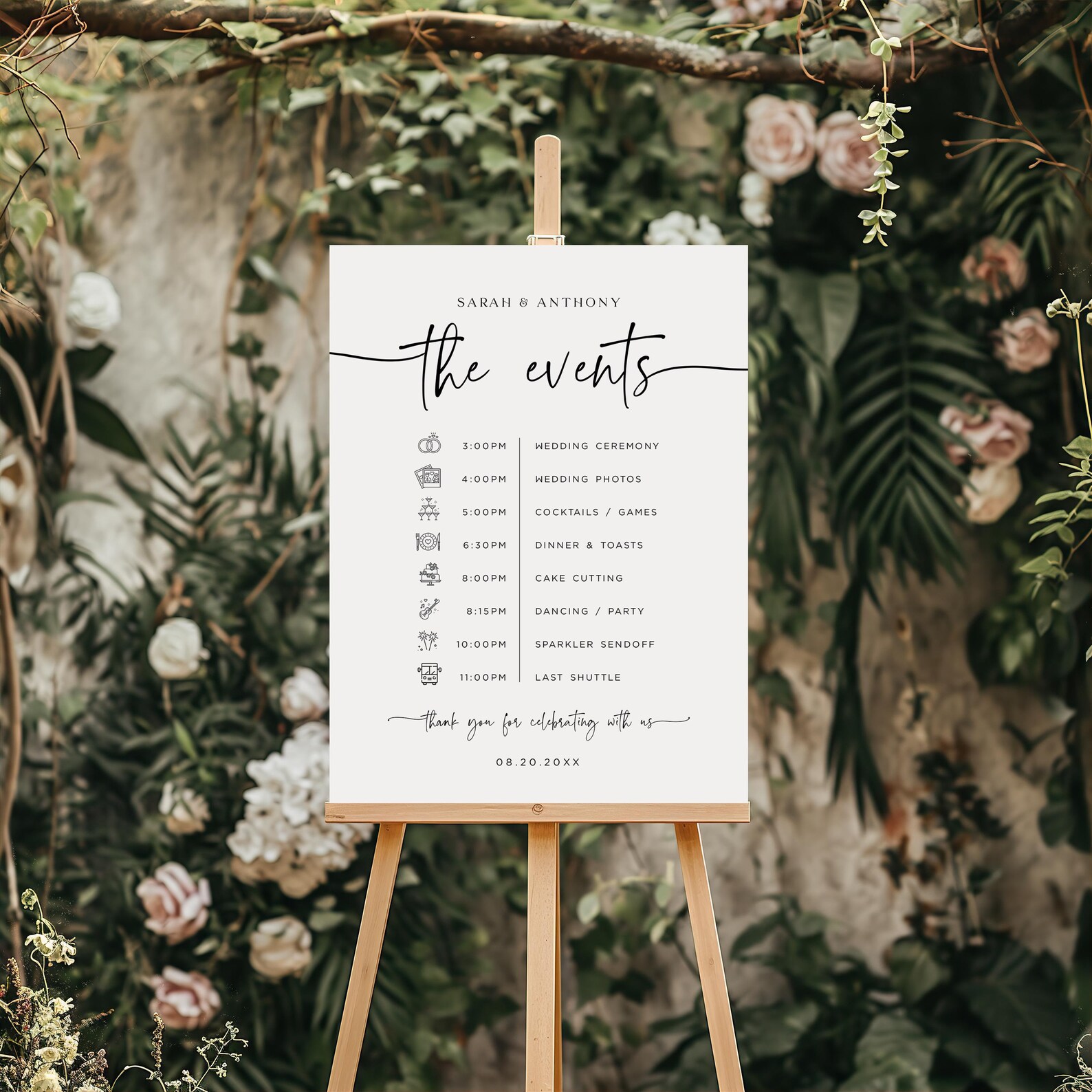 Wedding Order of Events Poster, Wedding Timeline Poster Template, Order ...