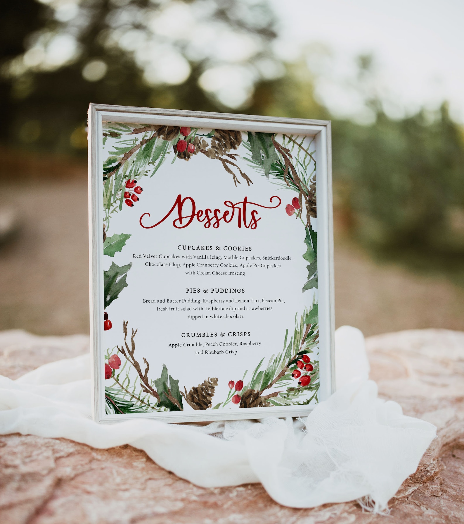 Dessert Menu Sign Christmas Desserts Sign Template Printable | Etsy