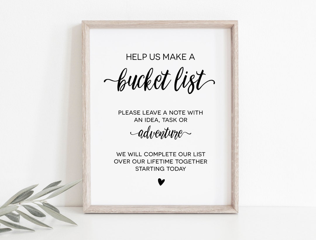 Wedding Bucket List Sign, 8x10, Bucket List Printable, Printable ...