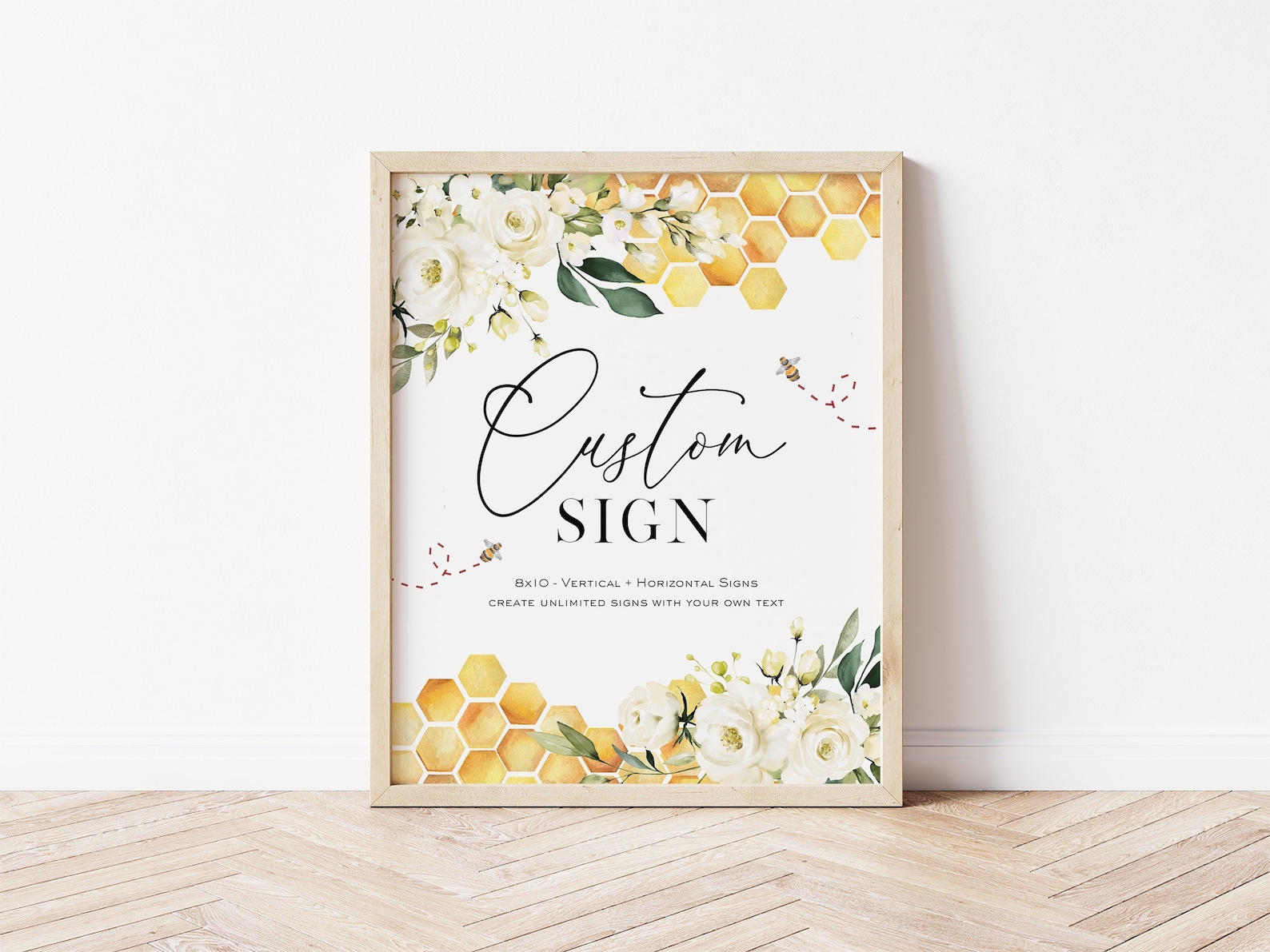 Bee Custom Sign portrait and Landscape Honeybee Editable - Etsy