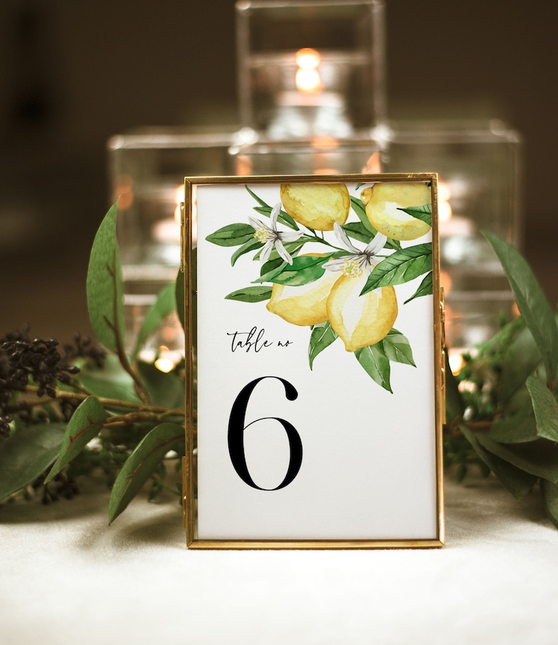 Printable Table Numbers Lemon Table Numbers 5x7 4x6 - Etsy