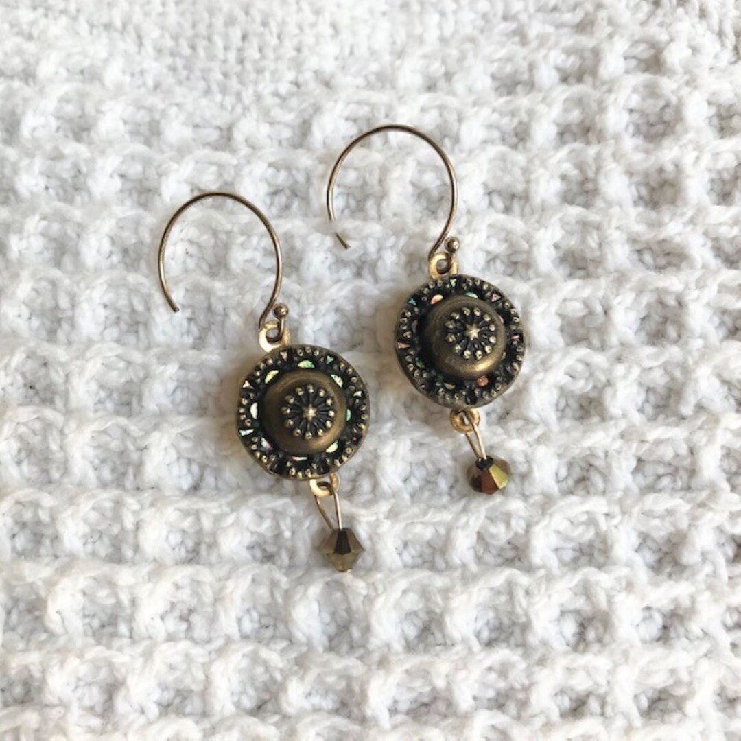 1800s Victorian Tiny Antique Twinkle Button Earrings-vintage Earring ...