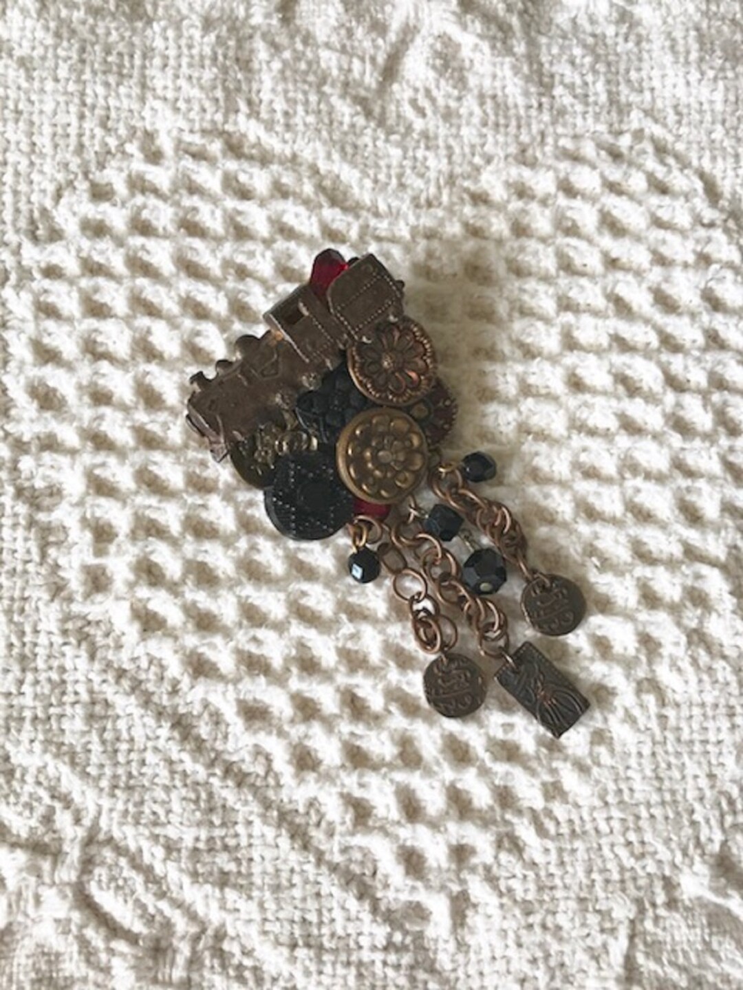 Vintage Train Brooch With Antique Buttons-upcycled Button Brooch-button ...