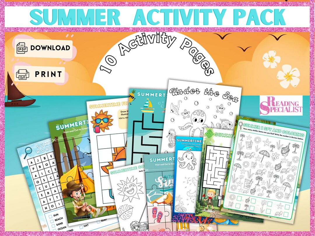 Summer Kids Activity Packet, Summer Camp, Printable Activity Bundle ...
