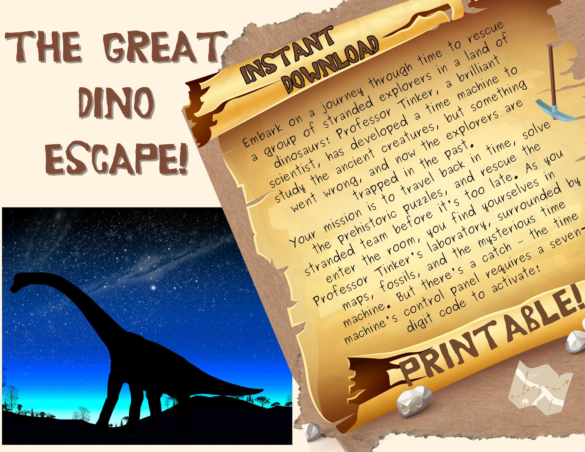 Dinosaur Escape Room Kit Printable | Classroom & Party Escape Room Game ...