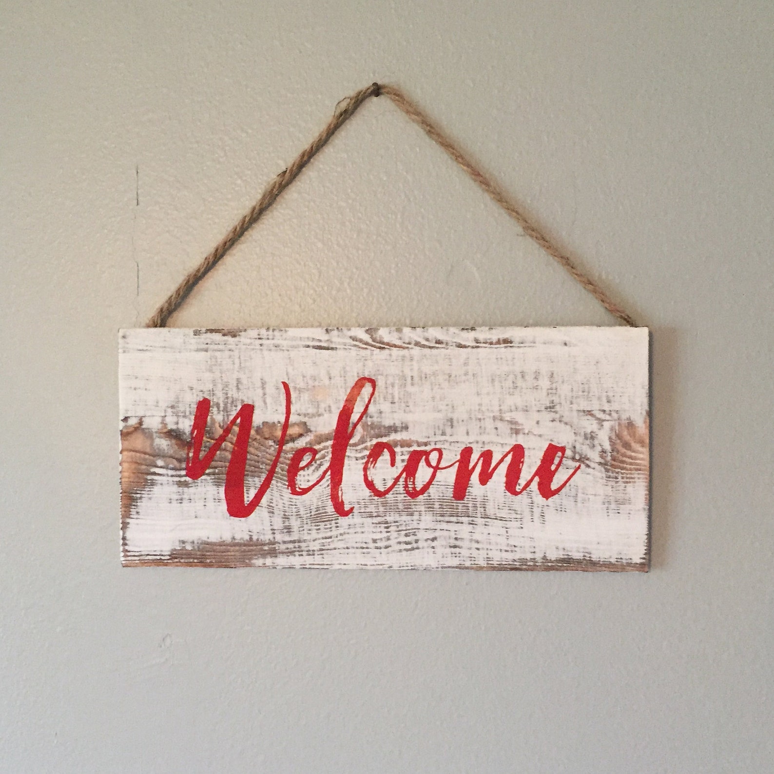 Rustic White Wash Welcome Sign - Etsy