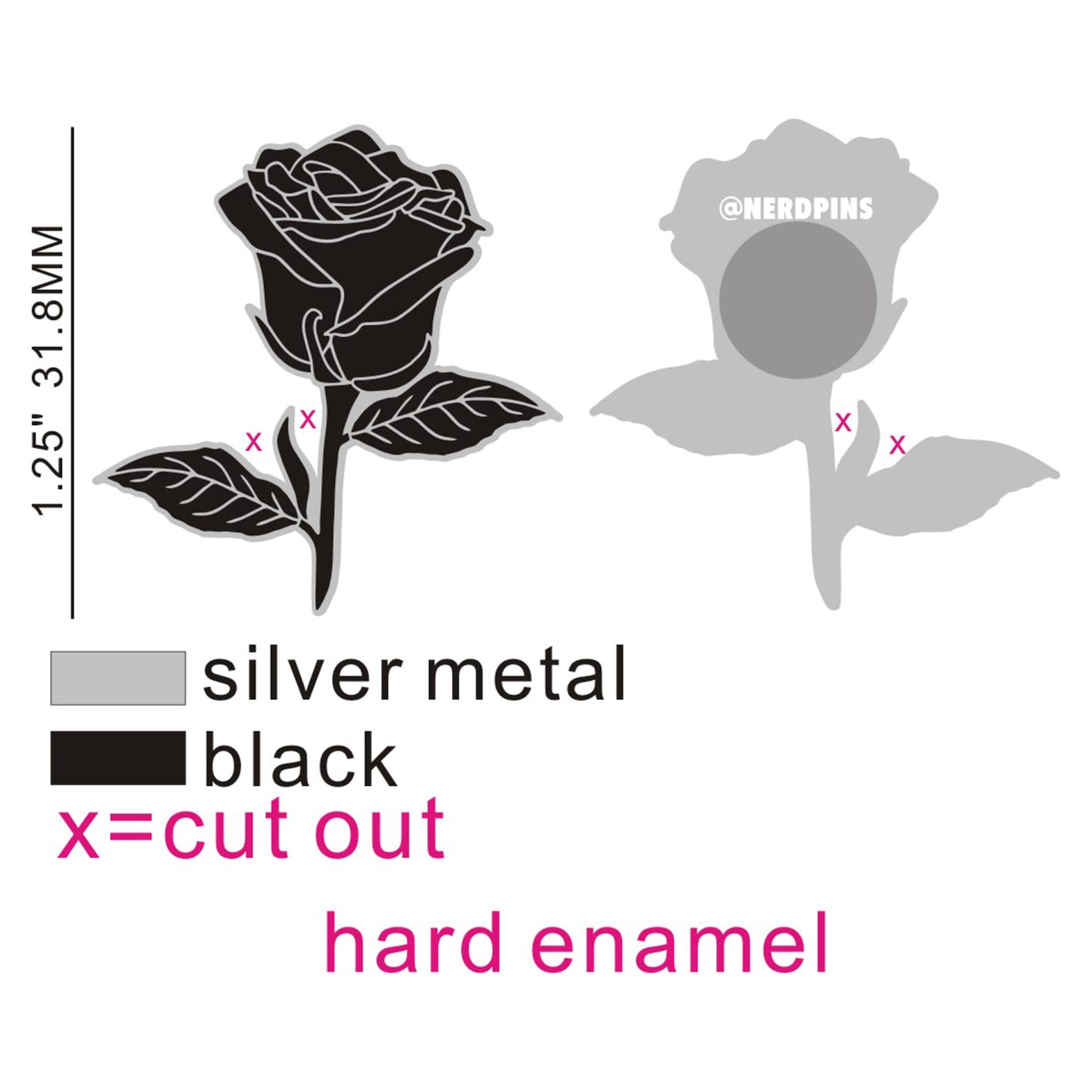 Black Rose Pin - Etsy