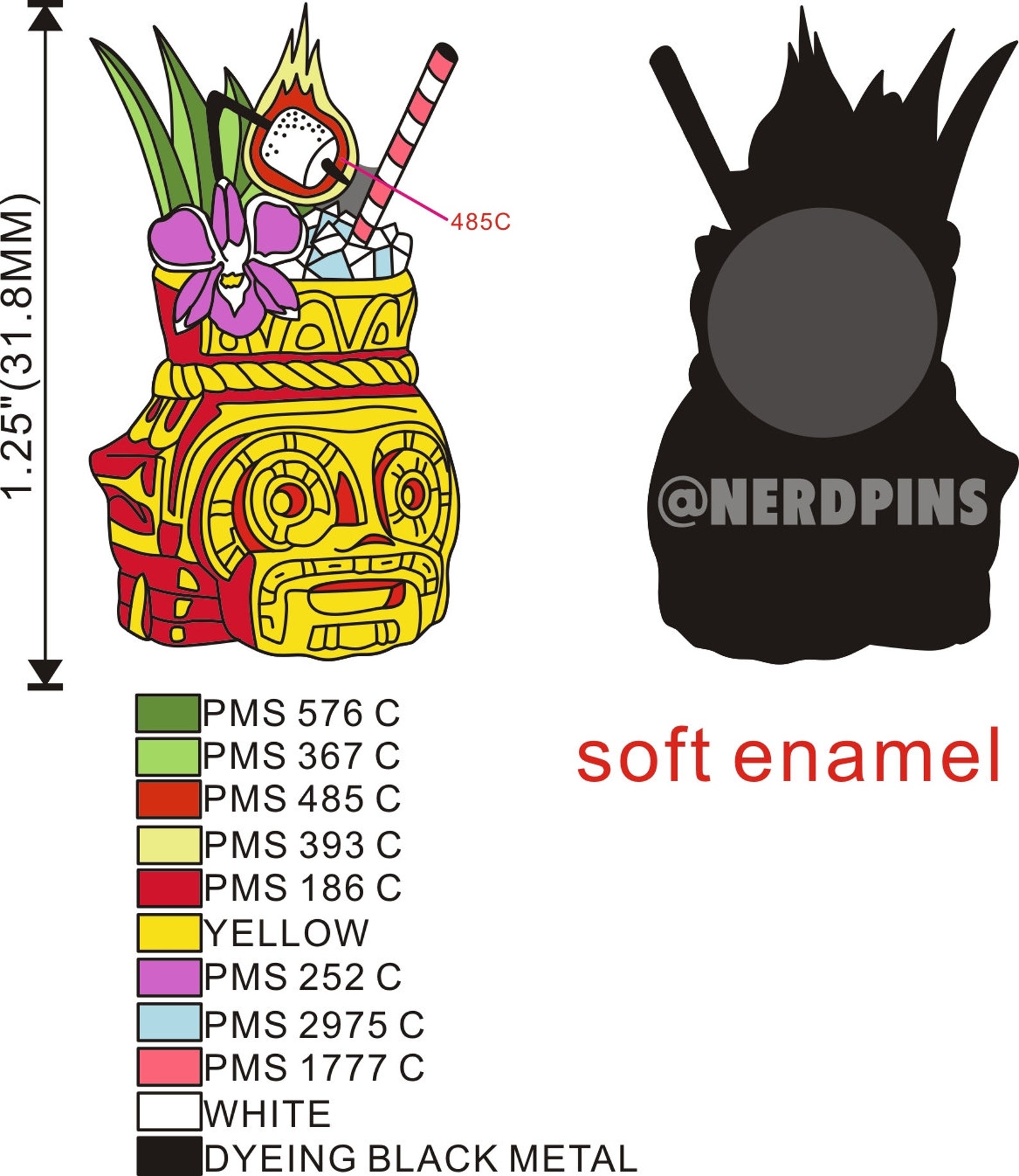 Flaming Tiki Drink Pin - Etsy