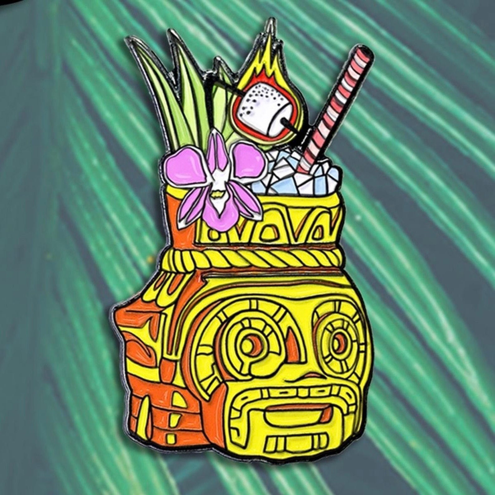 Flaming Tiki Drink Pin - Etsy