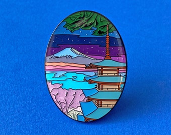 Mount Fuji Cat Hard Enamel Pin - Etsy