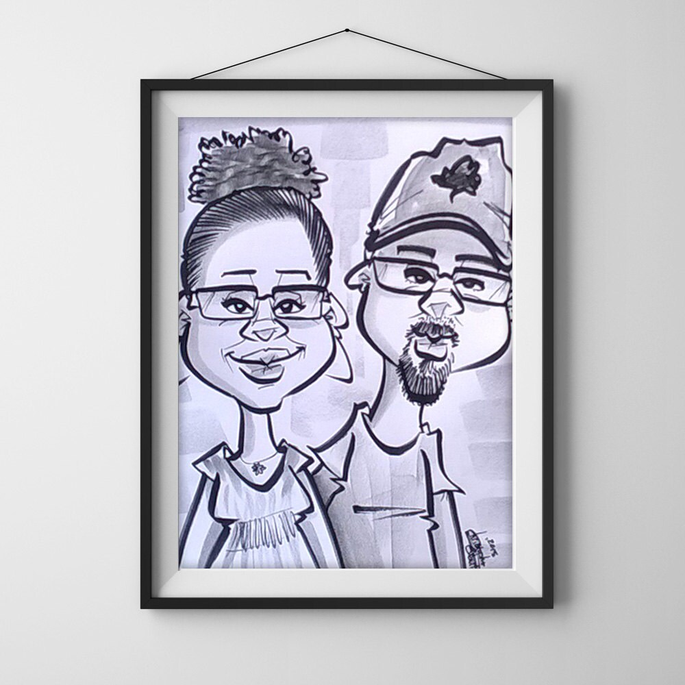 Black/white Caricature Personalized Cartoon Drawing Live - Etsy