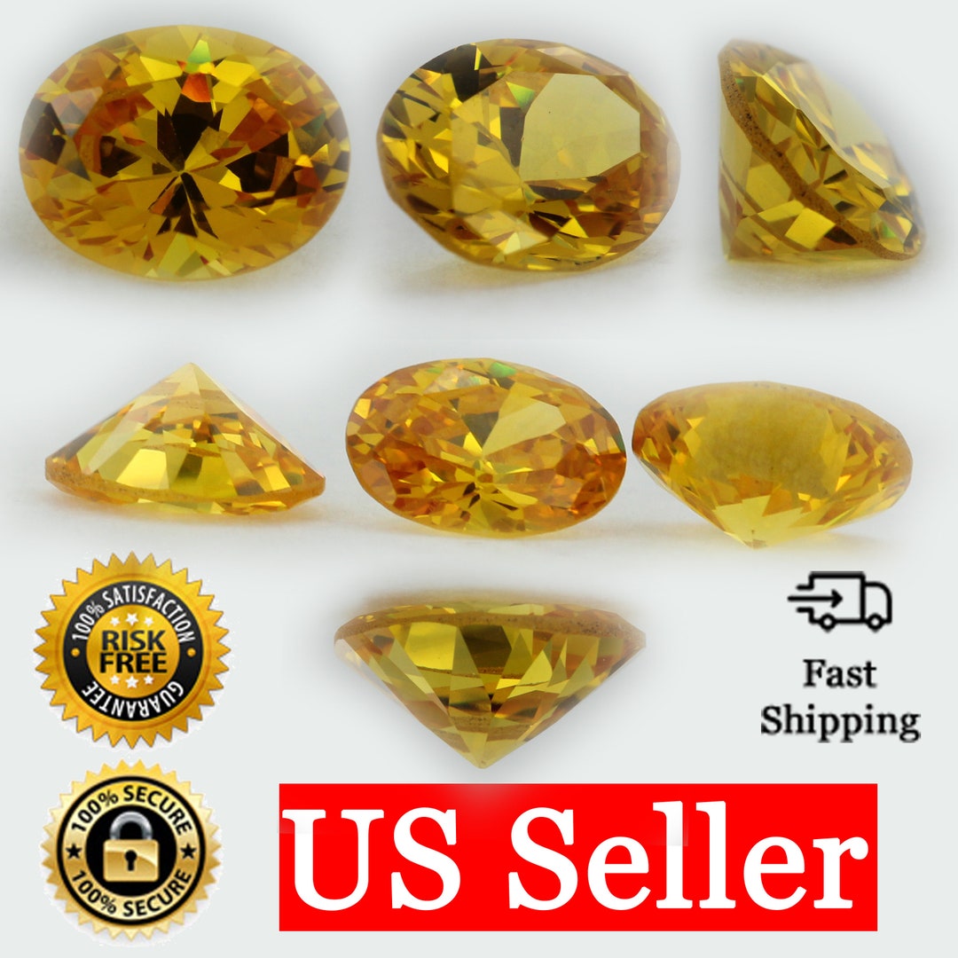 Loose Oval Cut Citrine CZ Stone Single Yellow Cubic Zirconia November ...