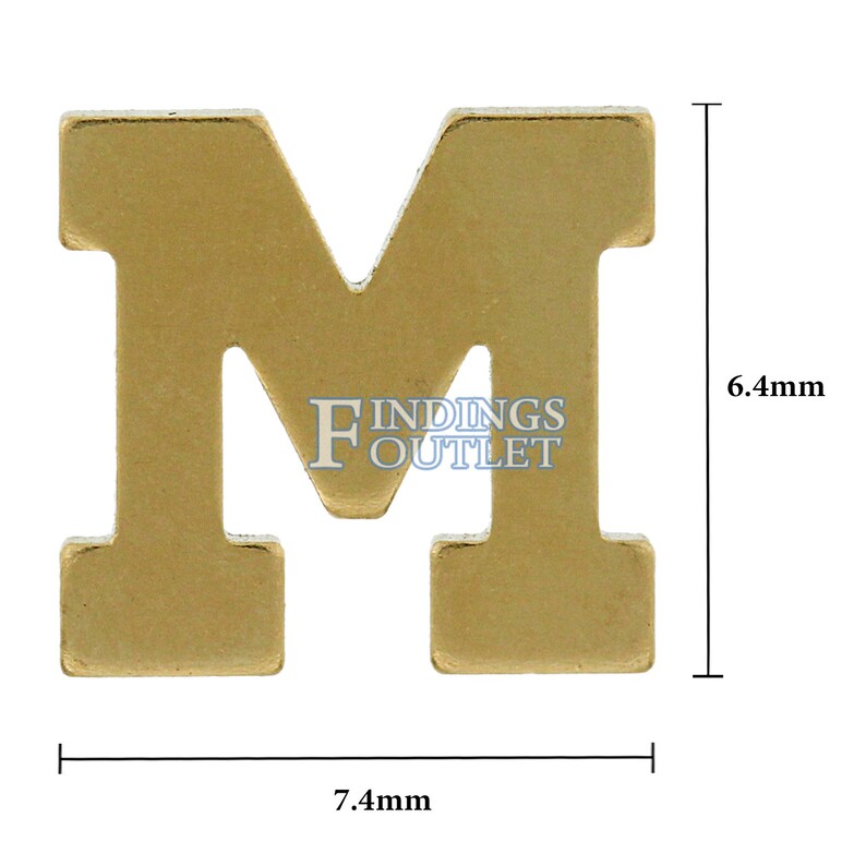 14k Yellow Gold m Block Initial Letter Nameplate - Etsy