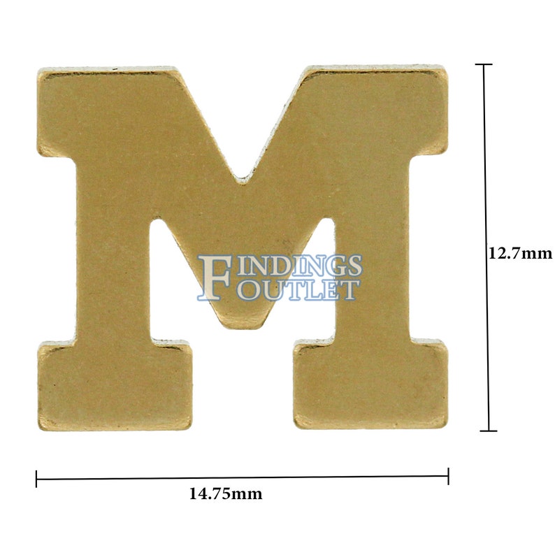 14k Yellow Gold m Block Initial Letter Nameplate - Etsy