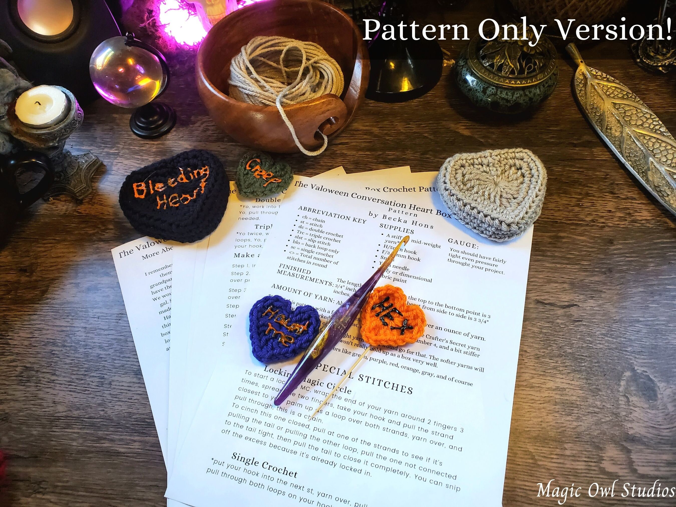 Valoween Conversation Heart Box Crochet Pattern - Conversation Heart ...