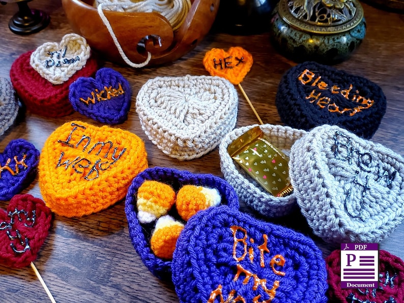 Valoween Conversation Heart Box Crochet Pattern - Conversation Heart ...