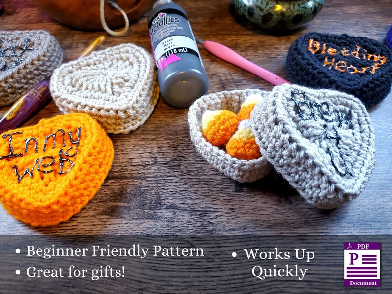 Valoween Conversation Heart Box Crochet Pattern - Conversation Heart ...