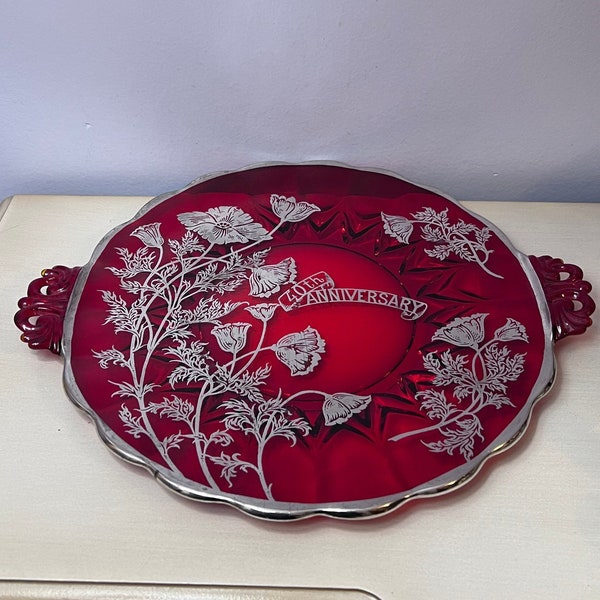 Ruby Glass Platter - Etsy