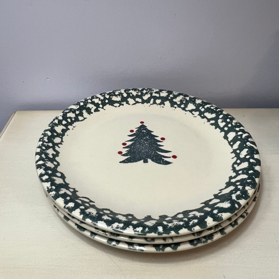 Christmas Tree PLATES Folk Craft winter Wonderland DINNER - Etsy