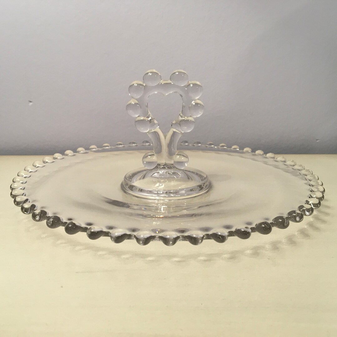 CANDLEWICK Center Handle Tray IMPERIAL GLASS Heart Shaped Handle 8 ...