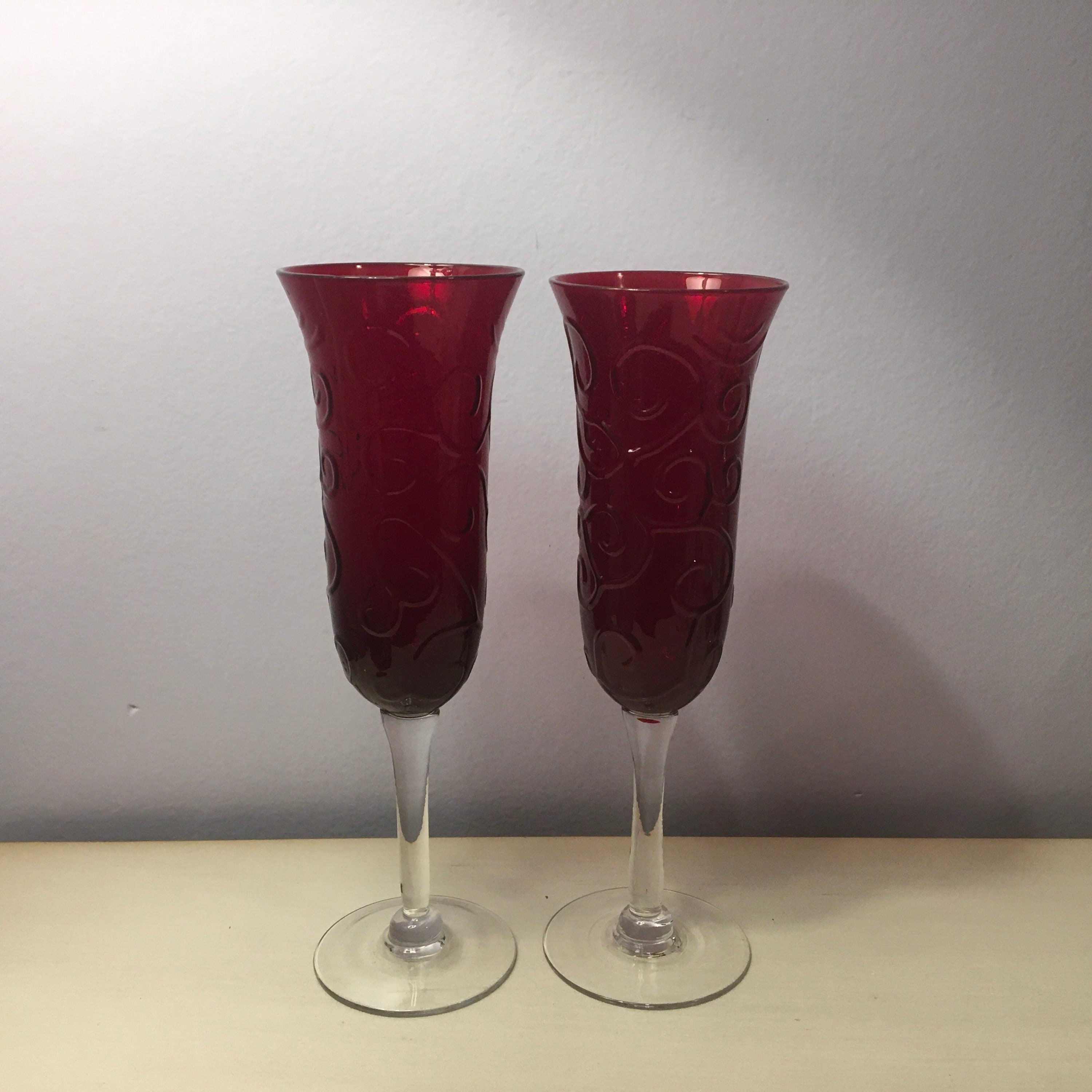 Antique Ruby Champagne Flutes - Etsy