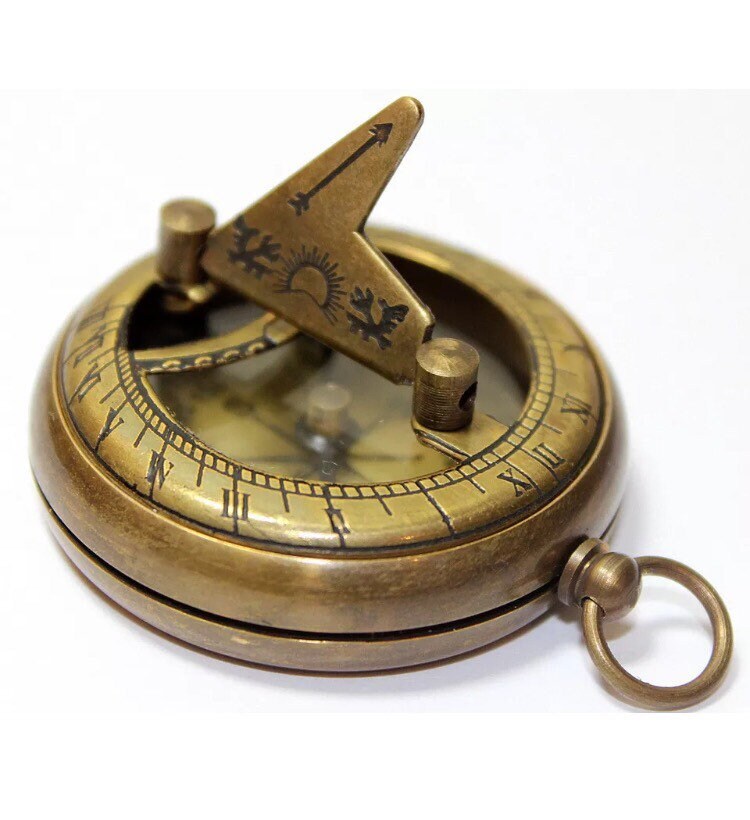 Beautiful Pocket Sundial Compass- Antique Pocket Sundial Compass ...